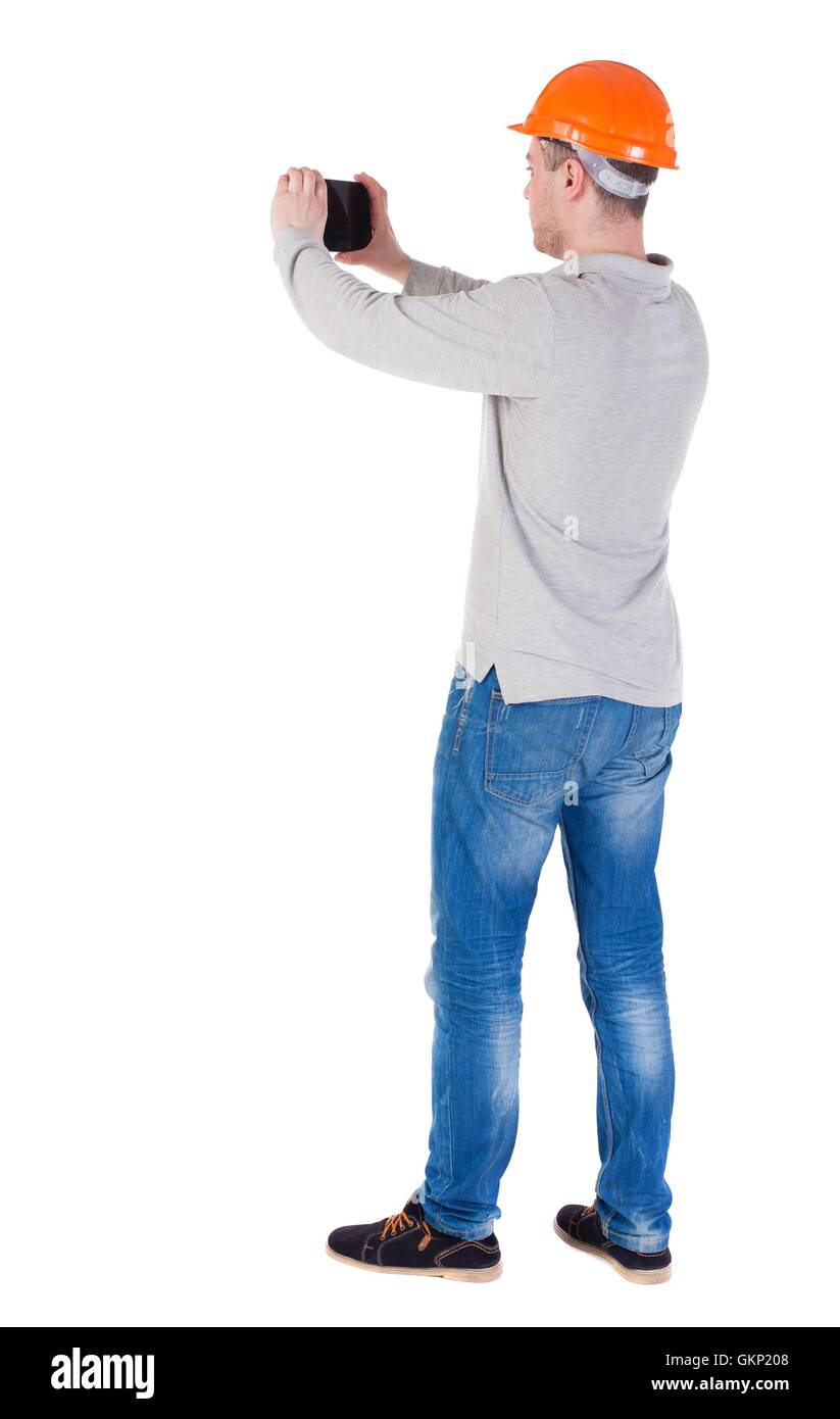 Engineer tablet rear view Cut Out Stock Images & Pictures - Alamy