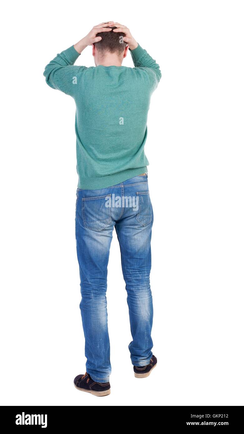 Back view of shocked man Stock Photo - Alamy