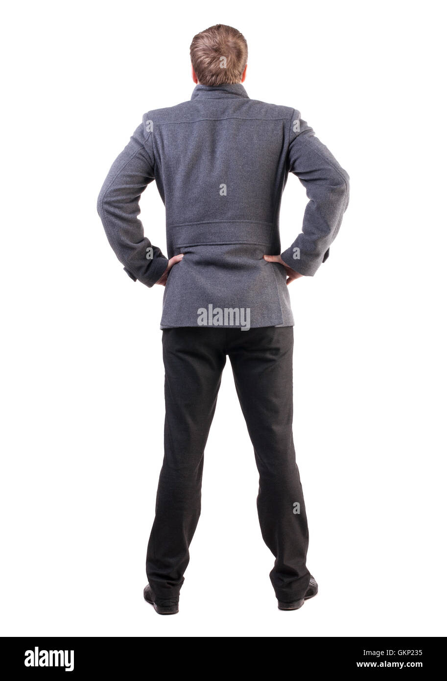 Back view of handsome business man in coat Stock Photo - Alamy