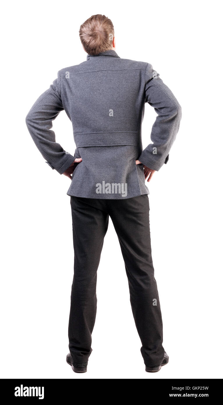 Back view of handsome business man in coat Stock Photo - Alamy