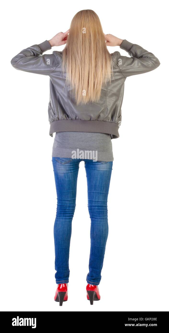 back view of beautiful blonde Young woman thinking Stock Photo - Alamy