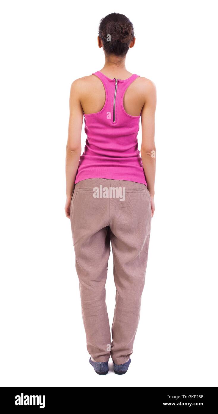 back view of standing young beautiful woman Stock Photo - Alamy