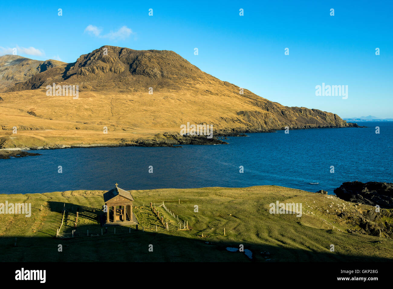 The Bullough Mausoleum and Ruinsival in the Rum Cuillin hills from ...