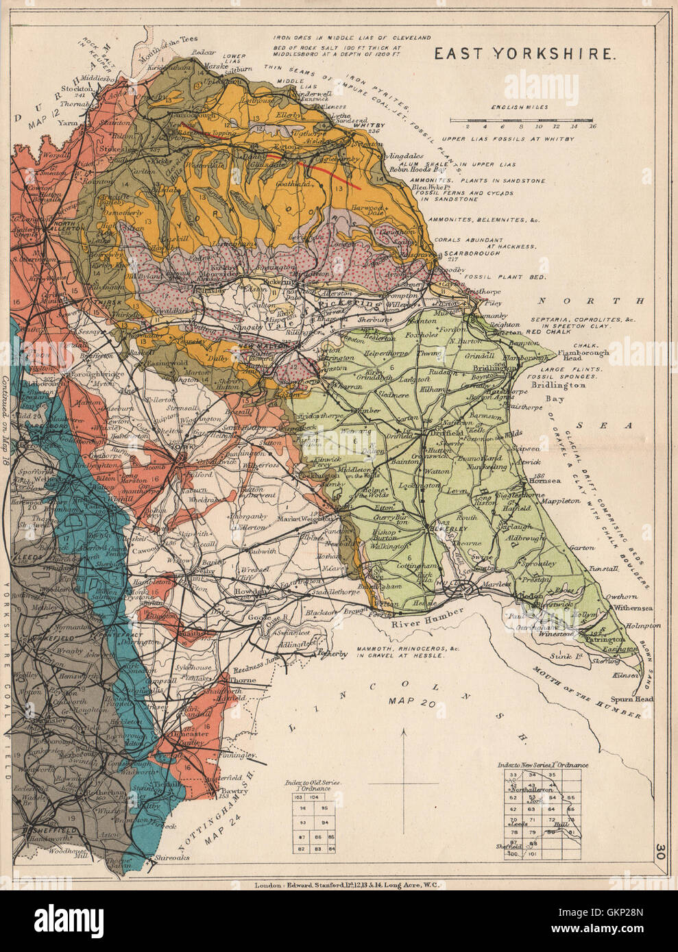EAST YORKSHIRE Geological map. STANFORD, 1913 Stock Photo - Alamy