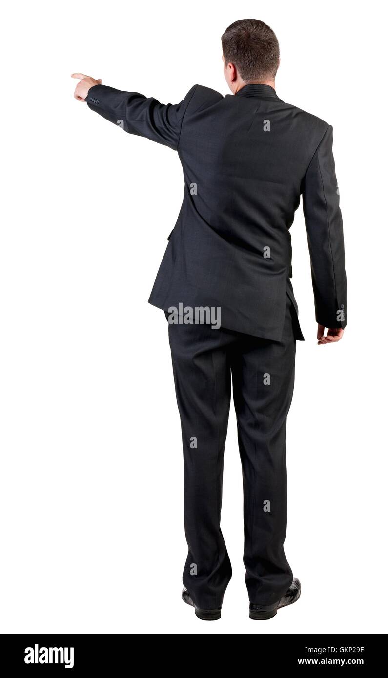 Back view of pointing business man Stock Photo - Alamy