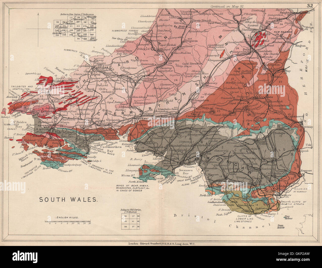 SOUTH WALES Geological map. STANFORD, 1913 Stock Photo - Alamy
