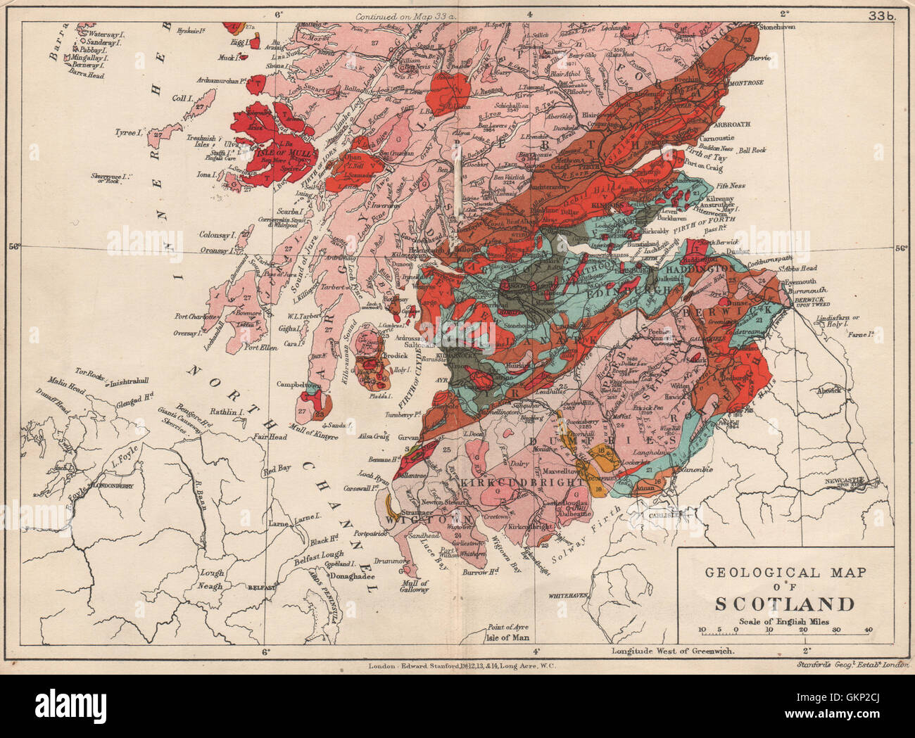 SOUTHERN SCOTLAND Geological map. STANFORD, 1913 Stock Photo - Alamy