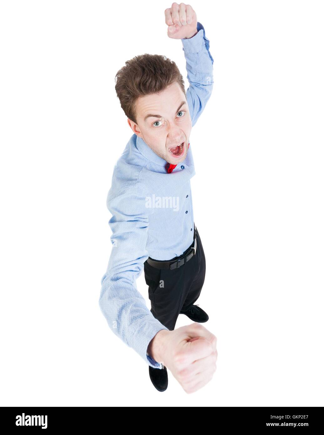 skinny guy funny fights waving his arms and legs Stock Photo - Alamy
