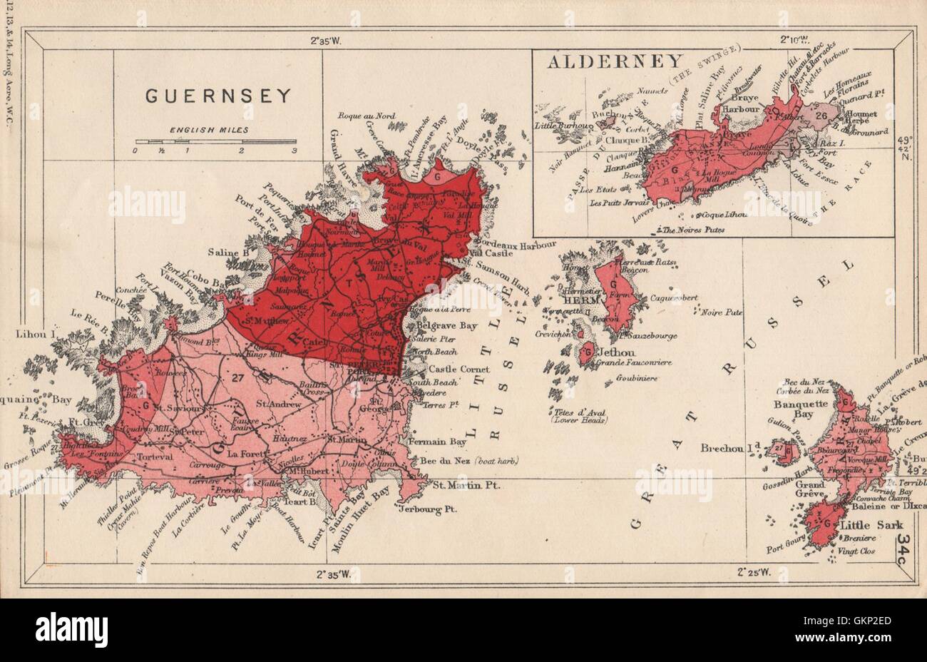 GUERNSEY, ALDERNEY & SARK Geological map. Channel Islands. STANFORD ...