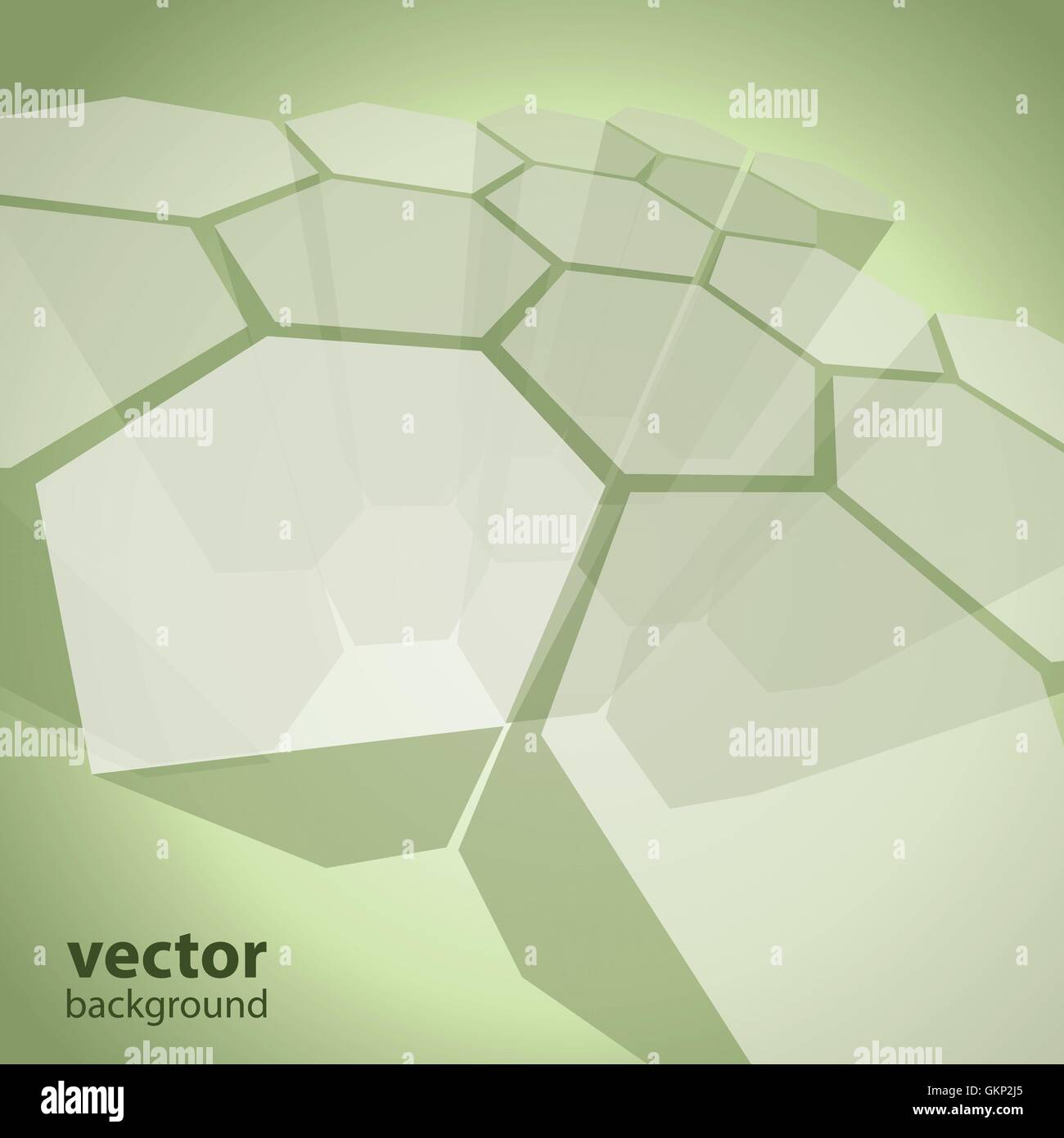 Abstract 3D Transparent Polygon, Green Empty Hexagonal Prism Structure ...