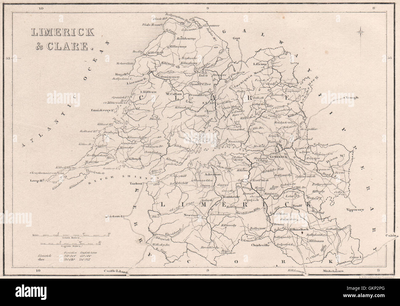 County clare antique county map hi-res stock photography and images - Alamy