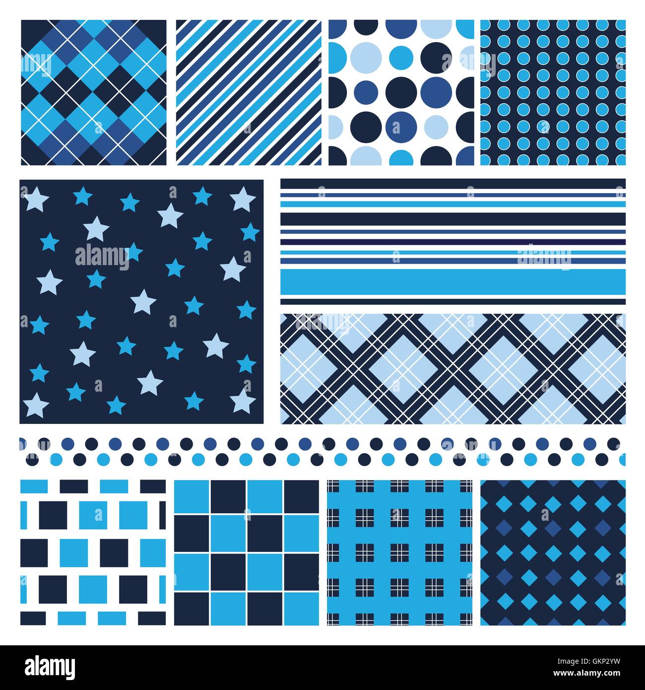 Starry, Spotted, Striped, Checked, Tiled Textures - Set of Various Blue ...