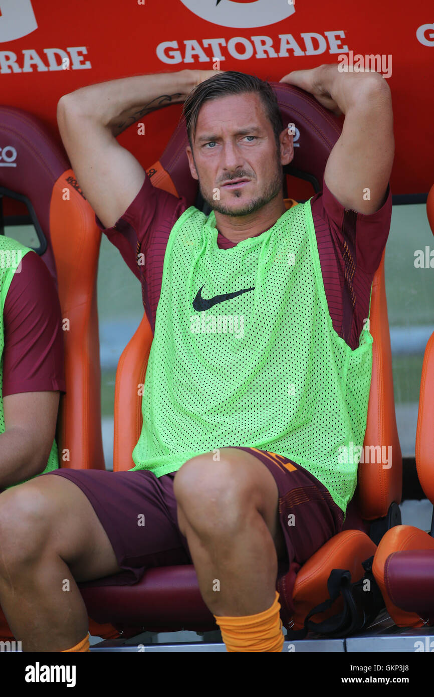 Rome, Italy. 20th Aug, 2016. Francesco Totti on the bench in football ...