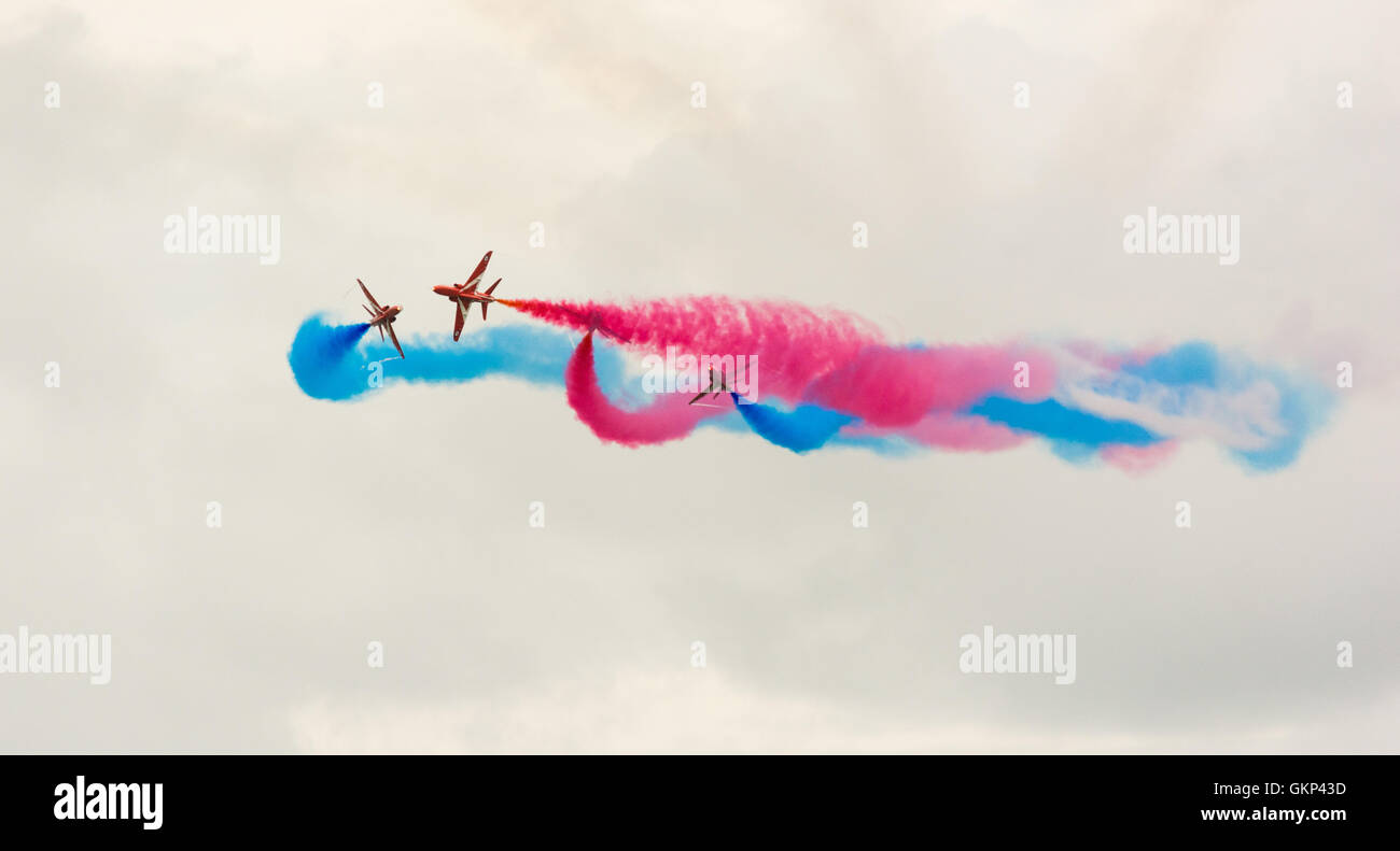 The Red Arrows aerobatic display team performing a routine at the ...