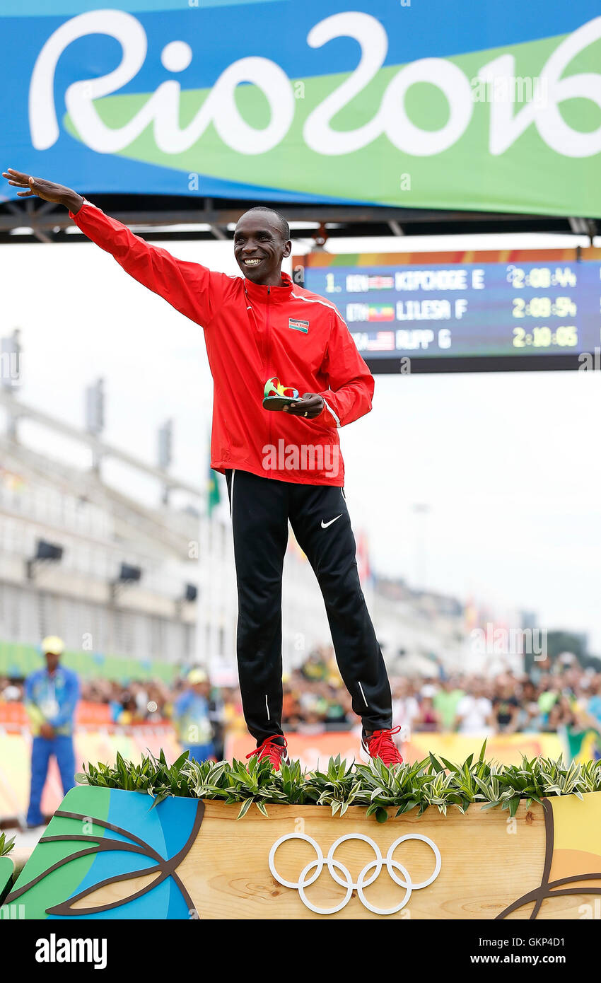 Rio De Janeiro, Brazil. 21st Aug, 2016. Gold medalist Kenya's Eliud ...