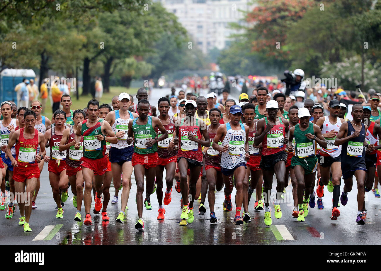 Rio De Janeiro, Brazil. 21st Aug, 2016. Athletes compete during the men ...