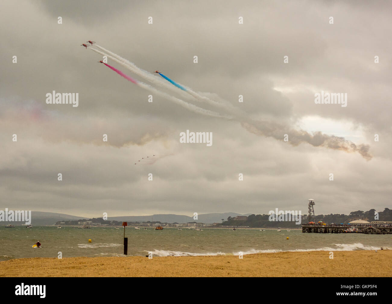 The Red Arrows aerobatic display team performing a routine at the ...