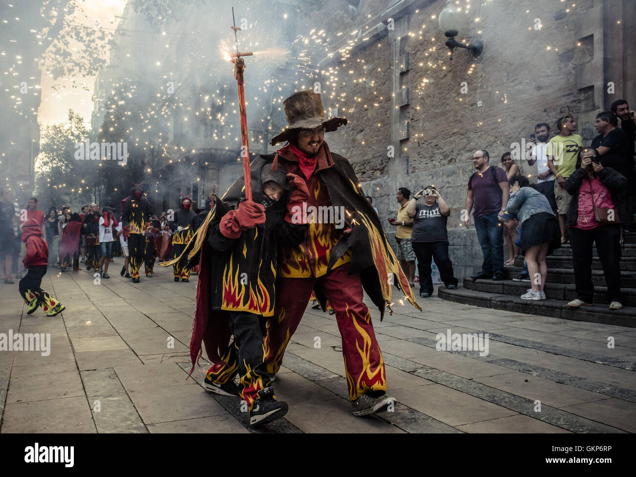 Barcelona, Catalonia, Spain. 21st Aug, 2016. Children in devil costumes ...
