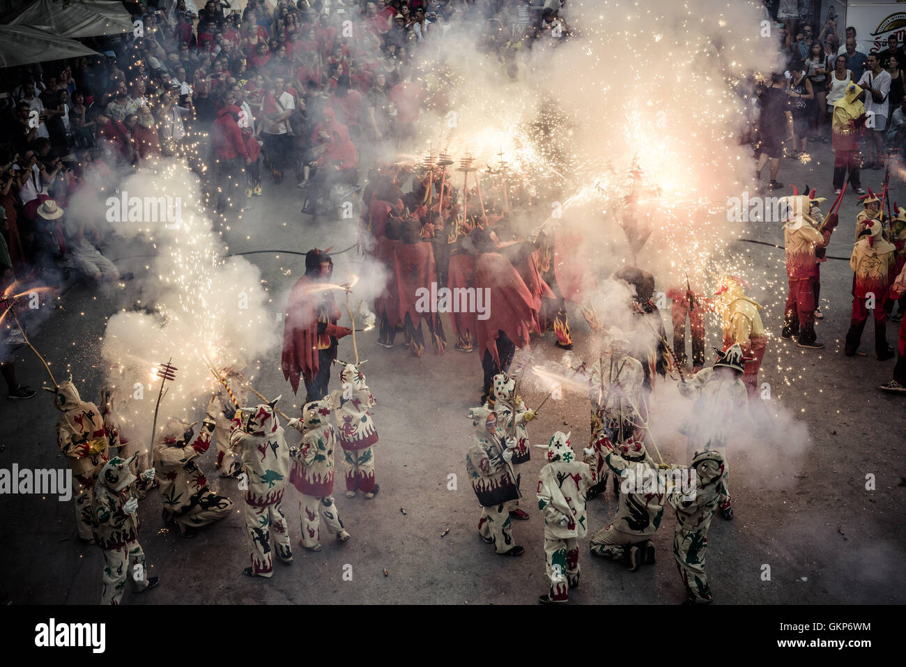 Barcelona, Catalonia, Spain. 21st Aug, 2016. Children in devil costumes ...