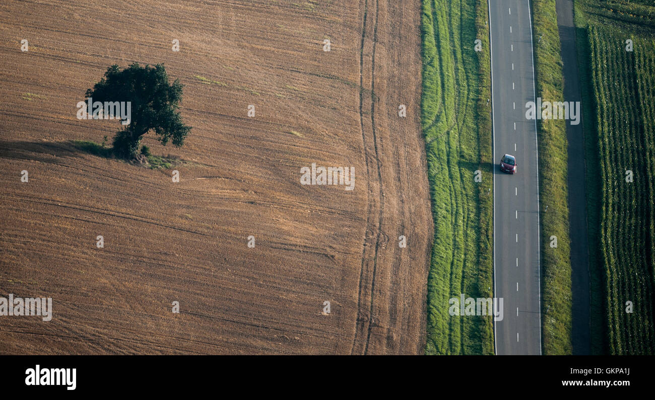 The view from the lift test tower of Thyssen-Krupp shows a car driving ...