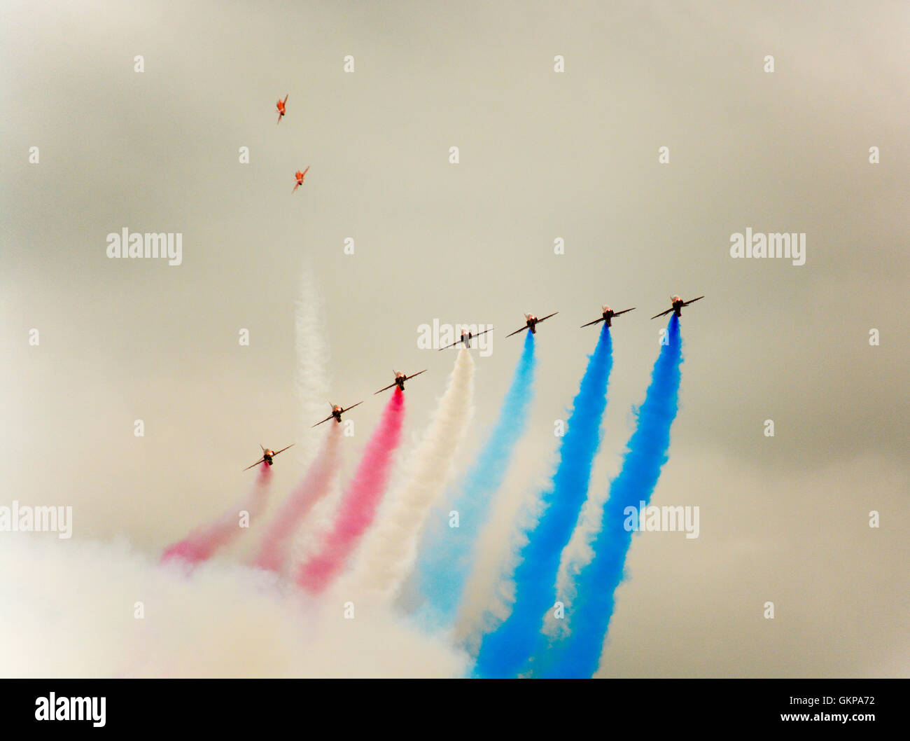 The Red Arrows aerobatic display team performing a routine at the ...
