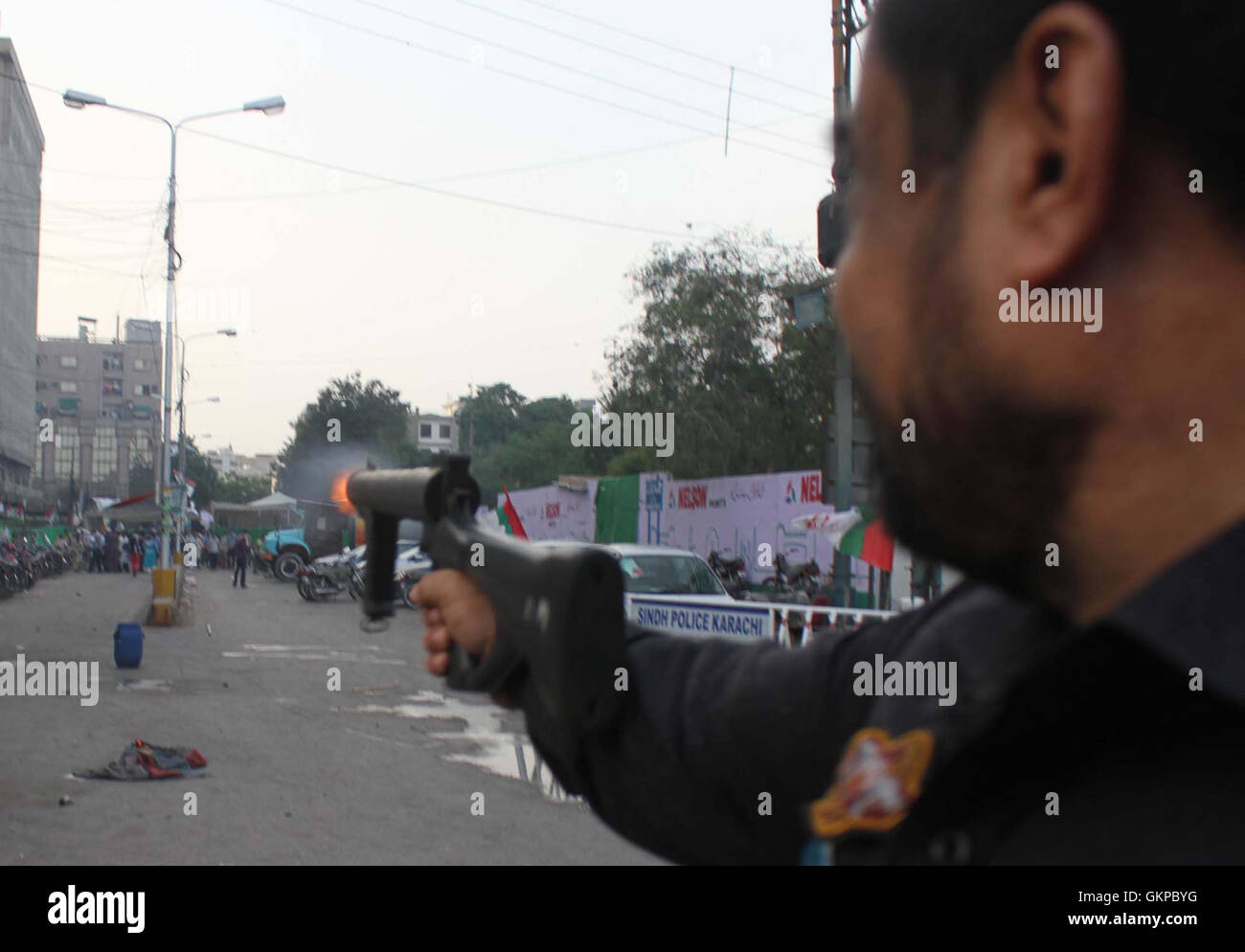 Views during clash between MQM workers and security personnel nearby ...