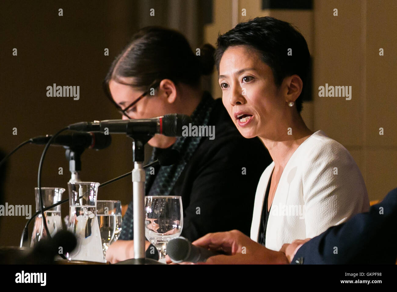 Renho, who is standing to become leader of the Democratic Party, speaks ...