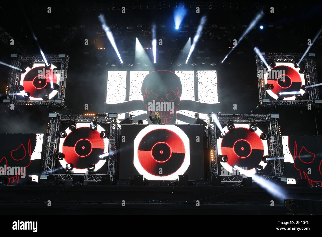 David Guetta performs on the Virgin Media Stage during the V Festival ...