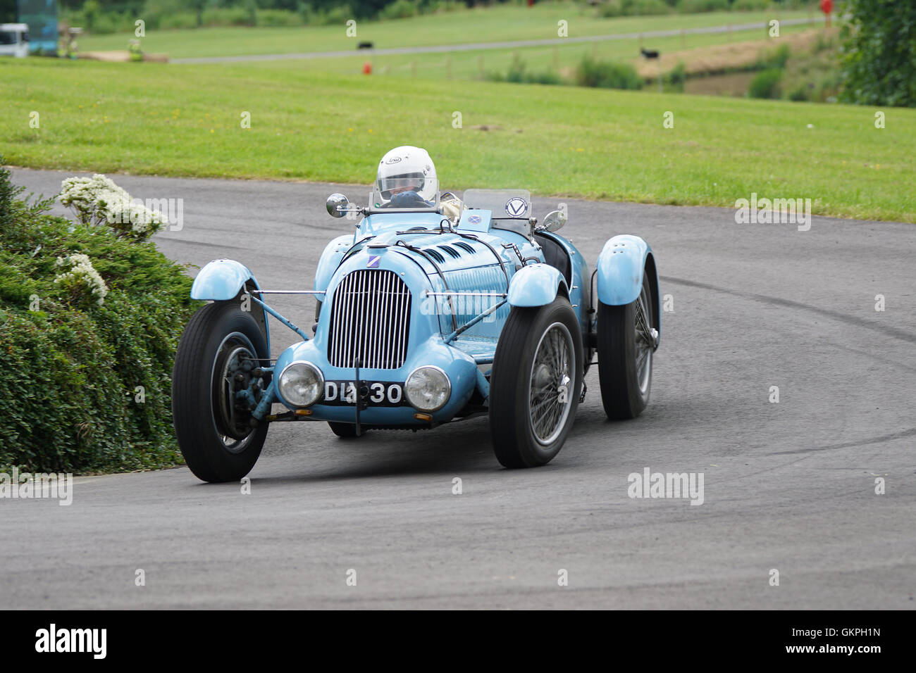 John Guyatt throws his 1936 Talbot-Lago into the roundabout at the 2016 ...
