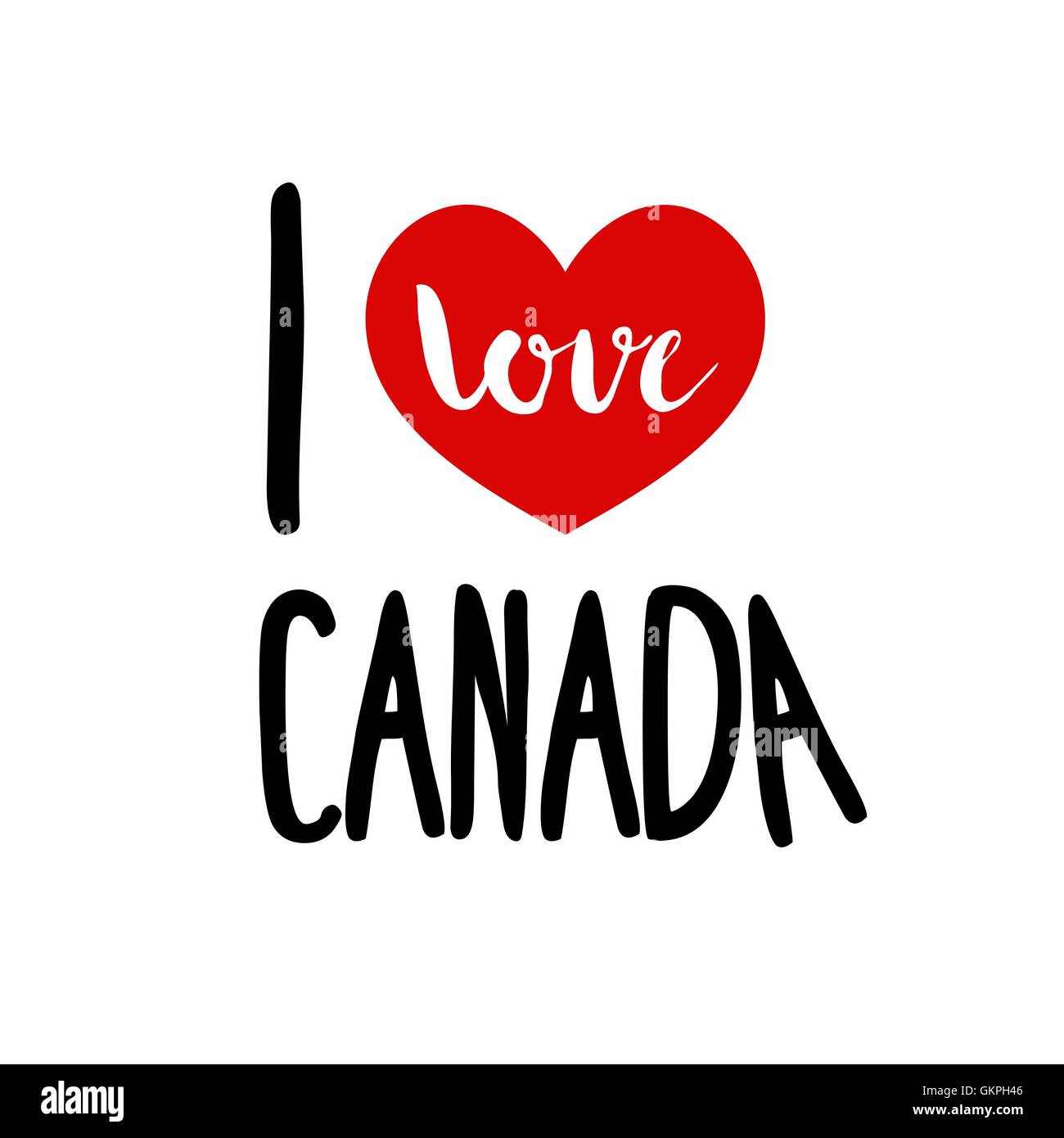 I love Canada. Patriotic red heart simple symbol white background ...