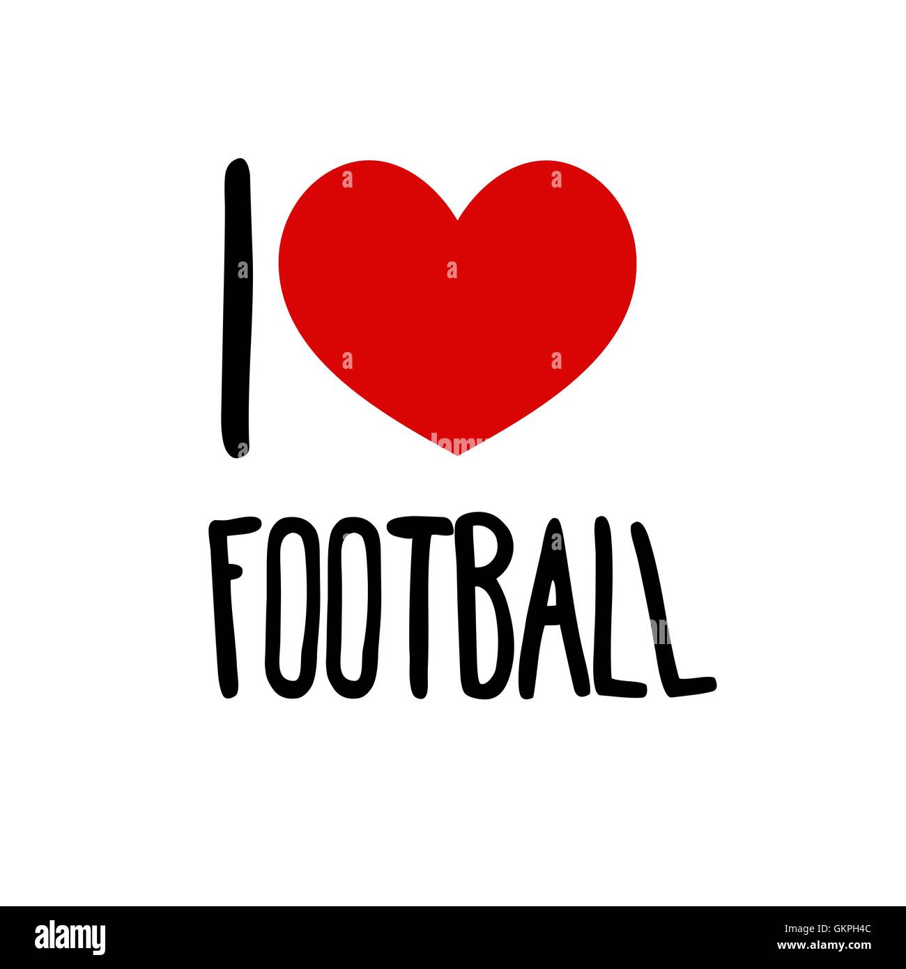 I love football. Sport Red heart simple symbol white background ...