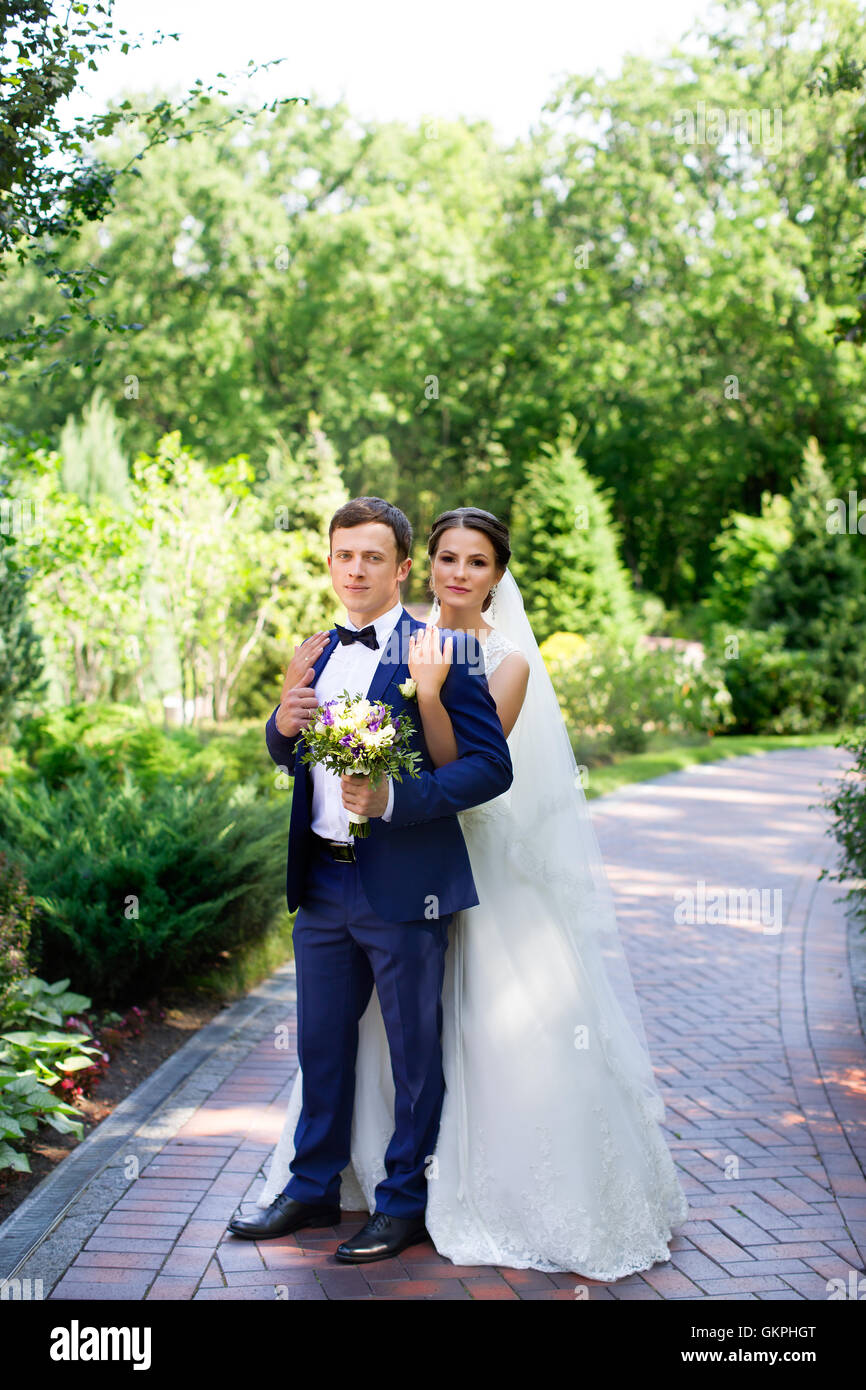 Funny couple on e-session. Preparing for wedding potography Stock Photo ...