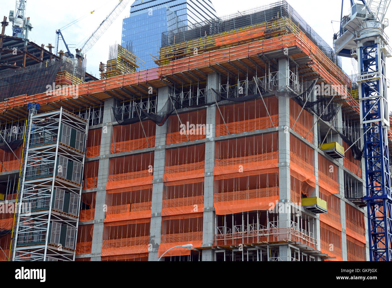 Construction site of new commercial building with skeleton buildings ...