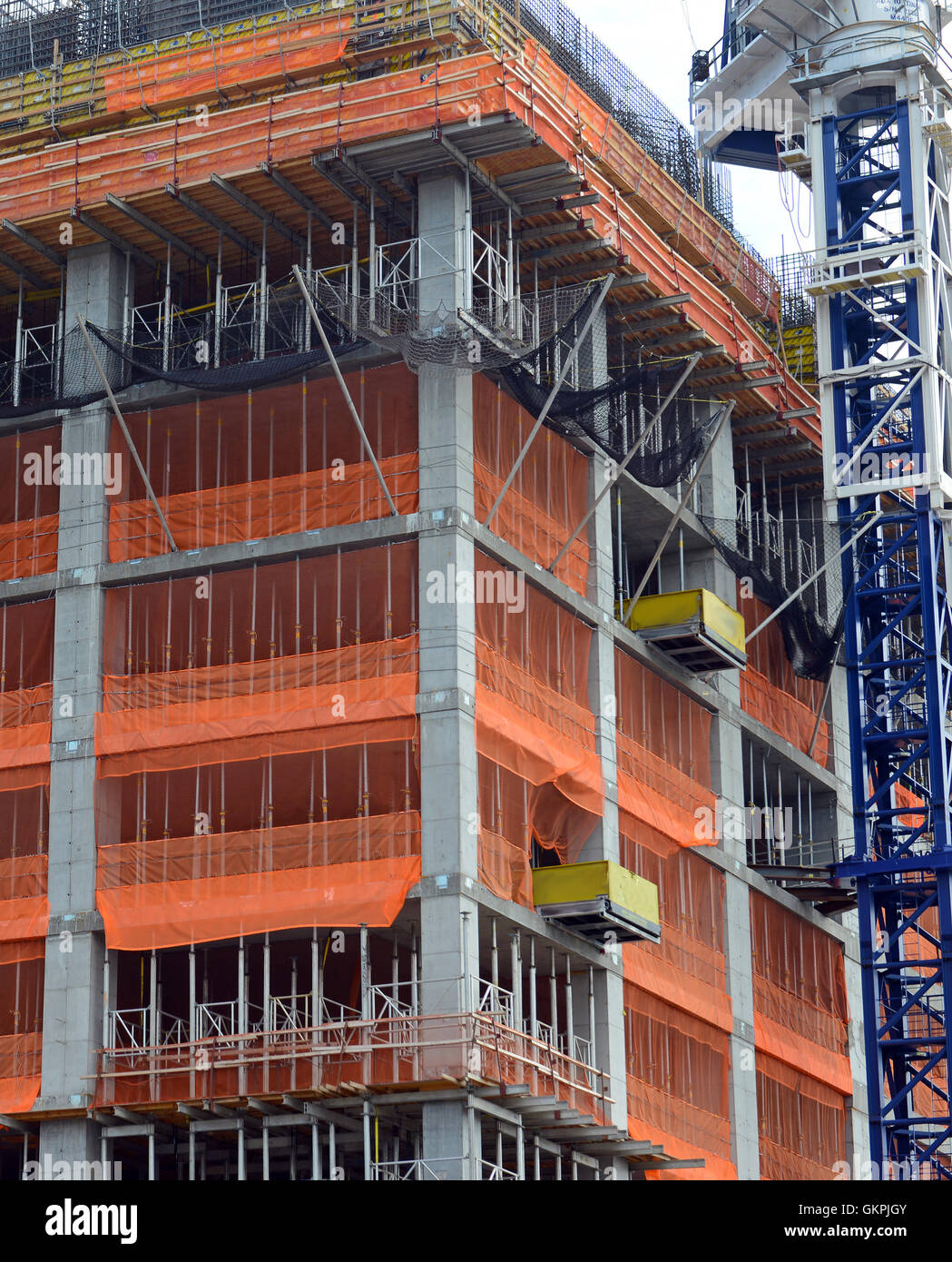 Construction site of new commercial building with skeleton buildings ...