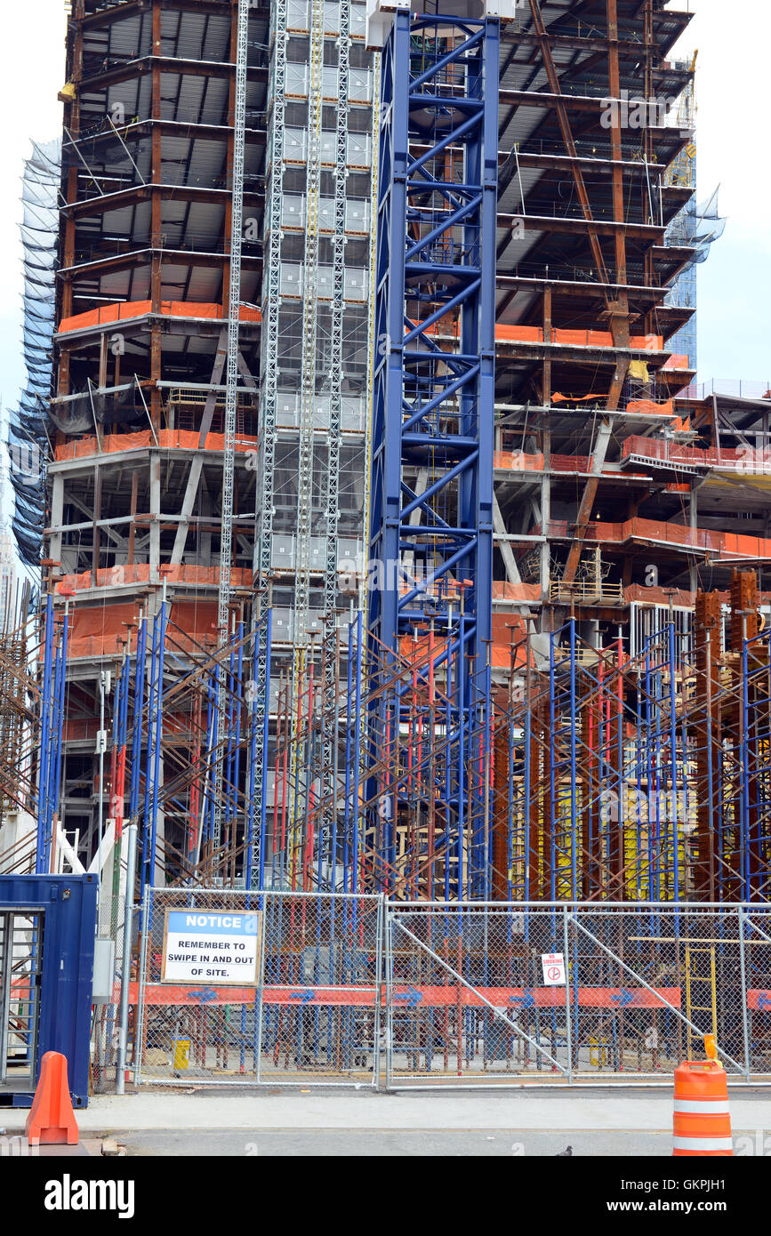 Construction site of new commercial building with skeleton buildings ...