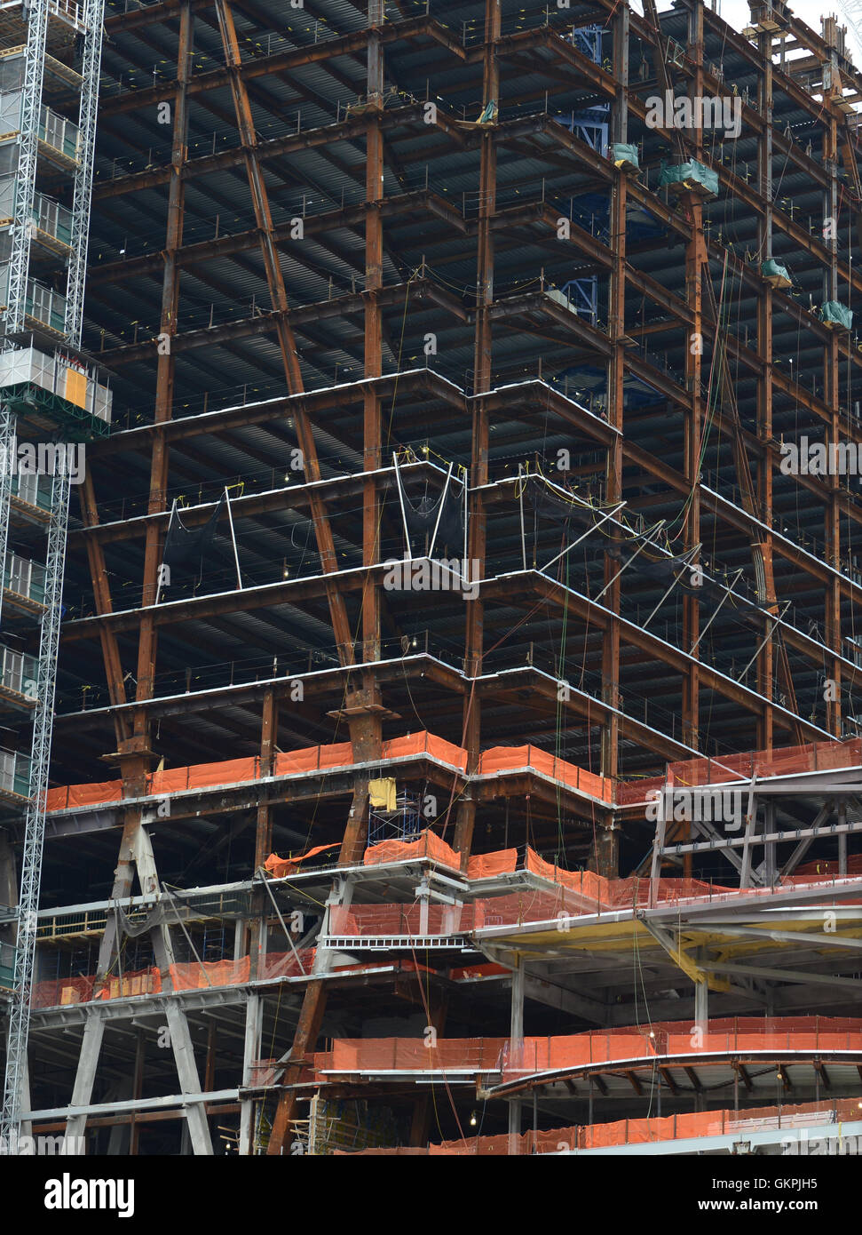 Construction site of new commercial building with skeleton buildings ...