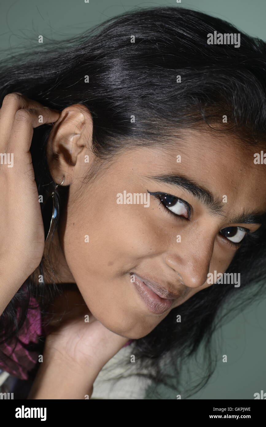 Close up portrait dusky beautiful indian hi-res stock photography and ...