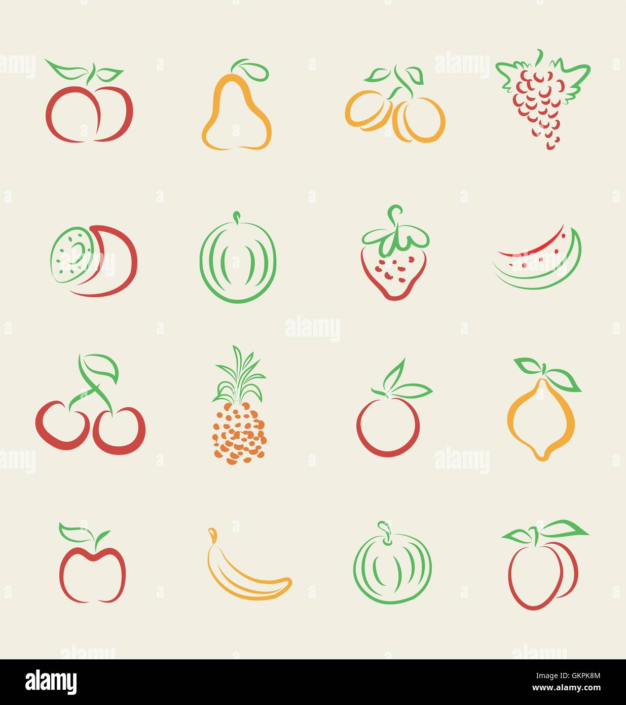 Fruit icon collection hi-res stock photography and images - Alamy