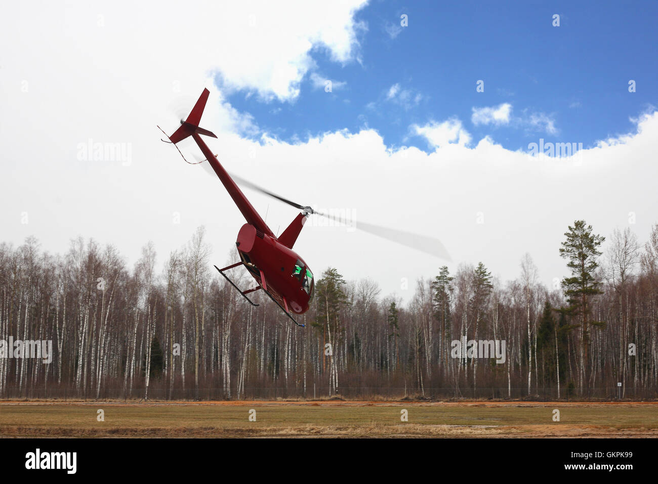 The aircraft - the small red helicopter at competitions makes flight at ...