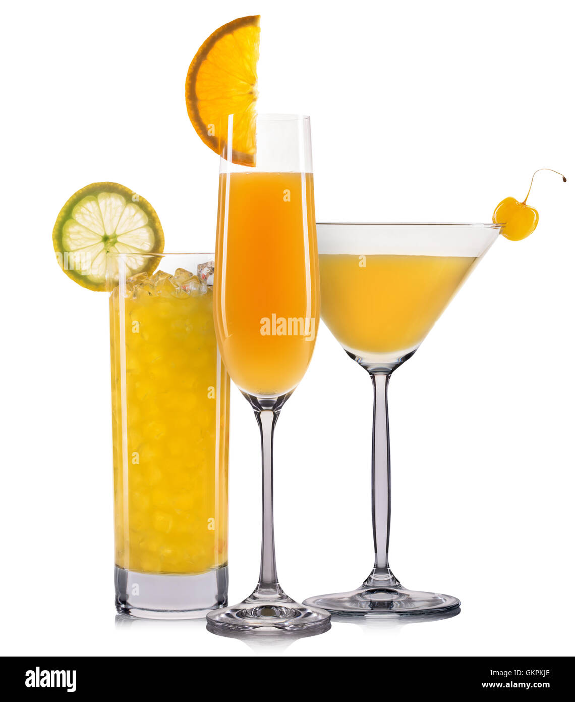 Orange cocktails with fruits isolated on white Stock Photo - Alamy