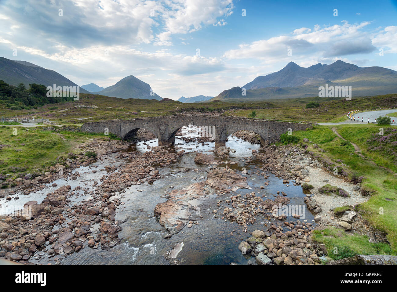 The old bridge at Sligachan on the Isle of Skye in Scotland with the ...