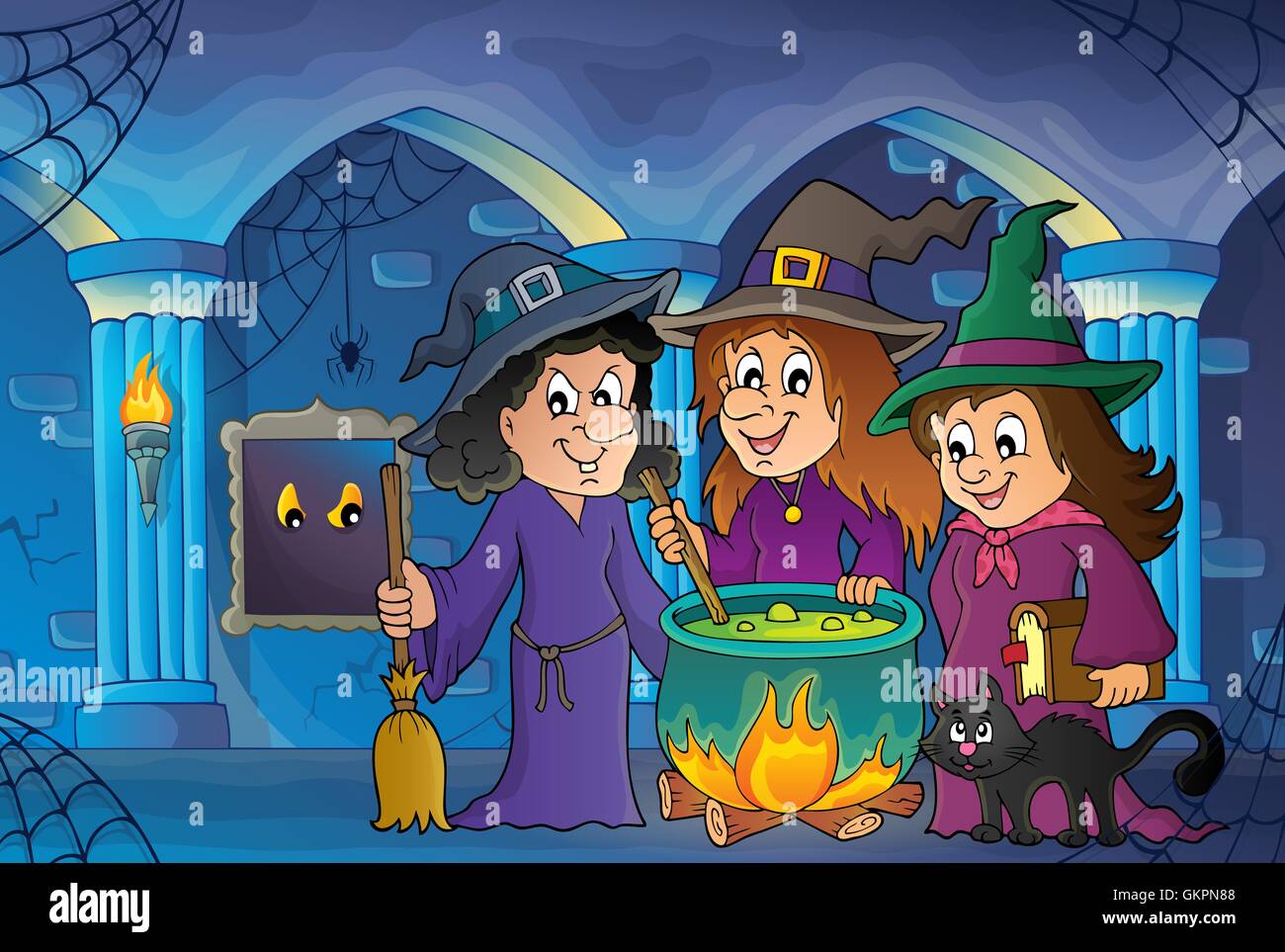 Three witches theme image 7 - picture illustration Stock Photo - Alamy