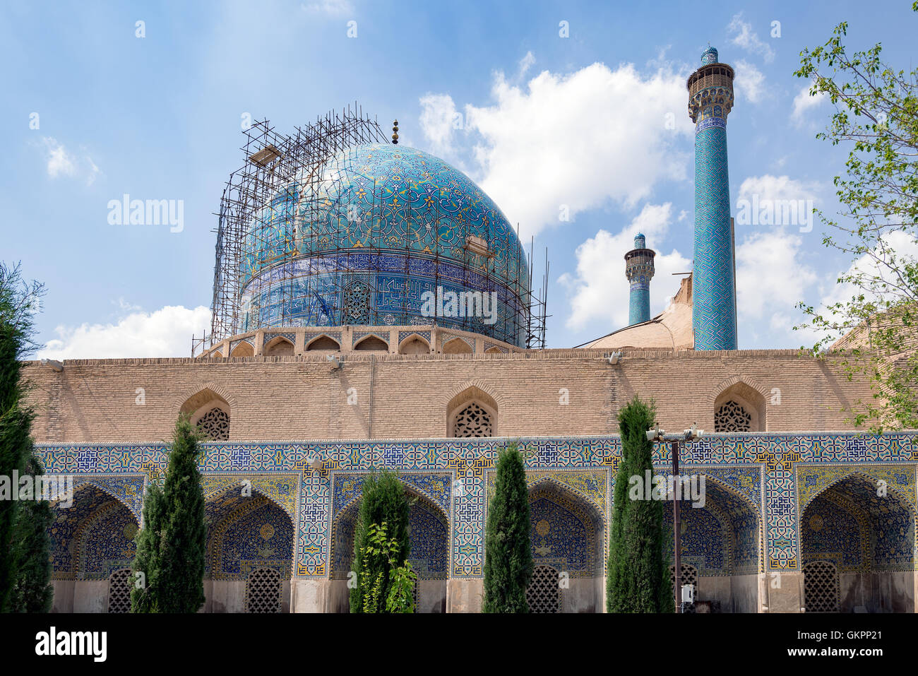 The beautiful tile work on the dome of the Shah Mosque is being ...