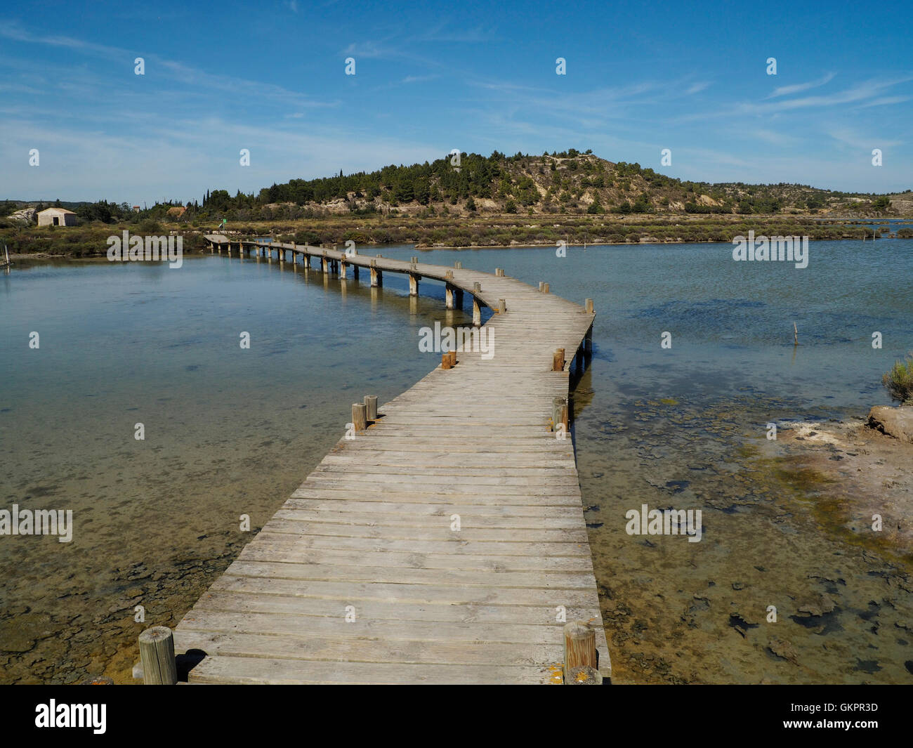 In Peyriac de Mer, Languedoc Roussillon, southern France, a walking ...