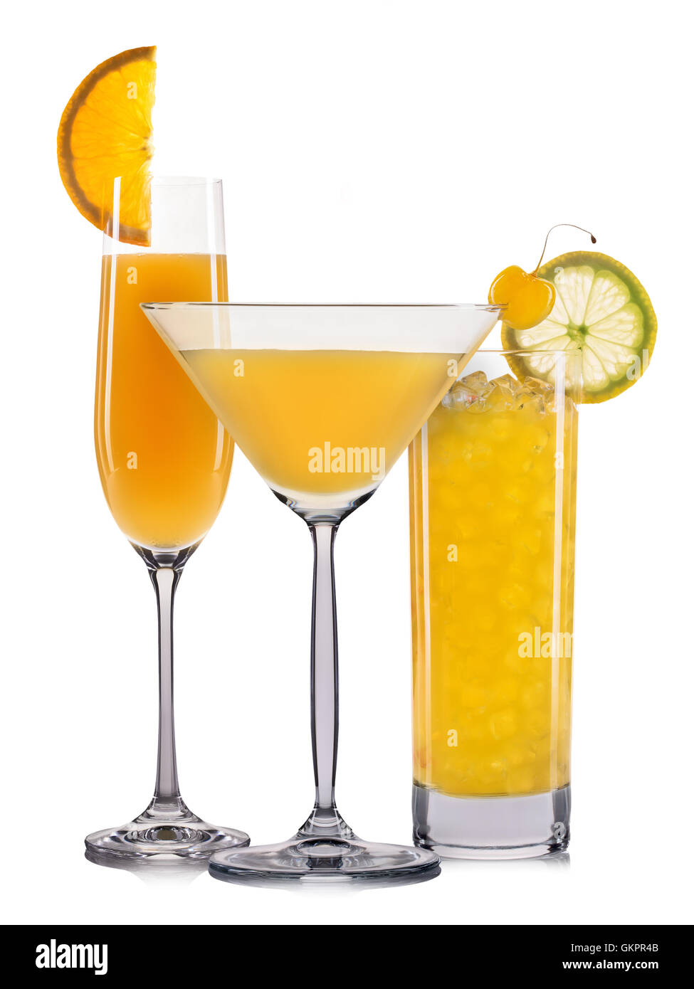 Orange cocktails with fruits isolated on white Stock Photo - Alamy