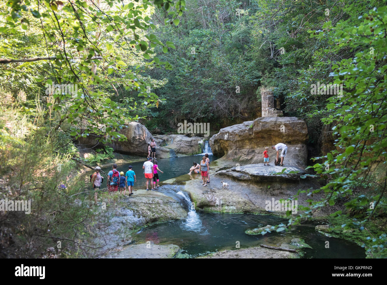 Cooling stream river in valley during hot summer near bugarach ...