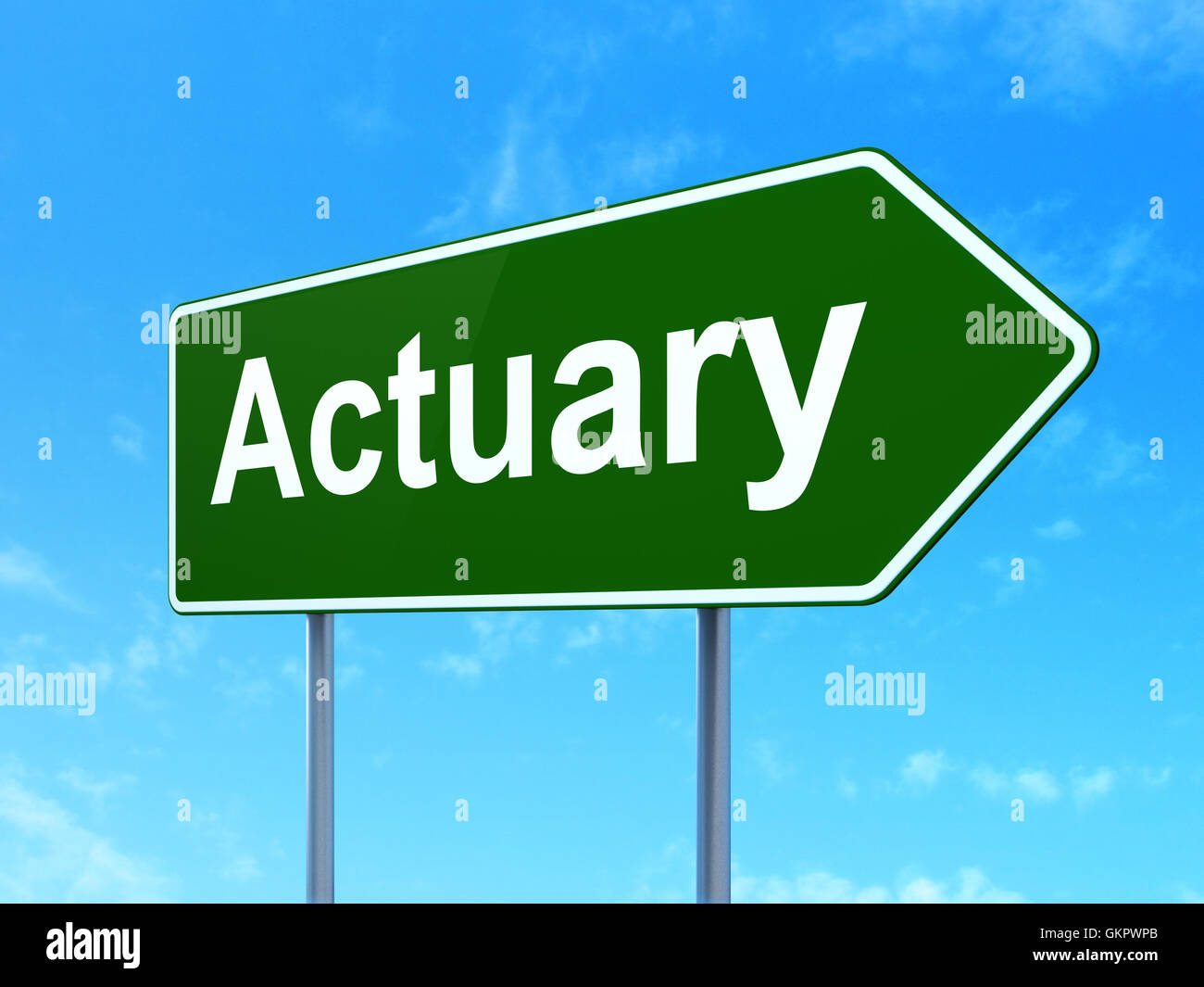 Insurance concept: Actuary on road sign background Stock Photo - Alamy