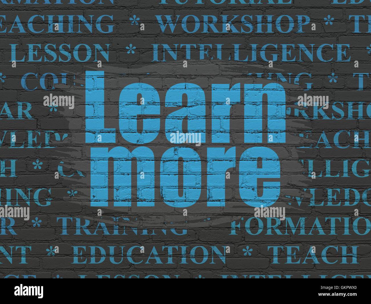 Studying concept: Learn More on wall background Stock Photo - Alamy