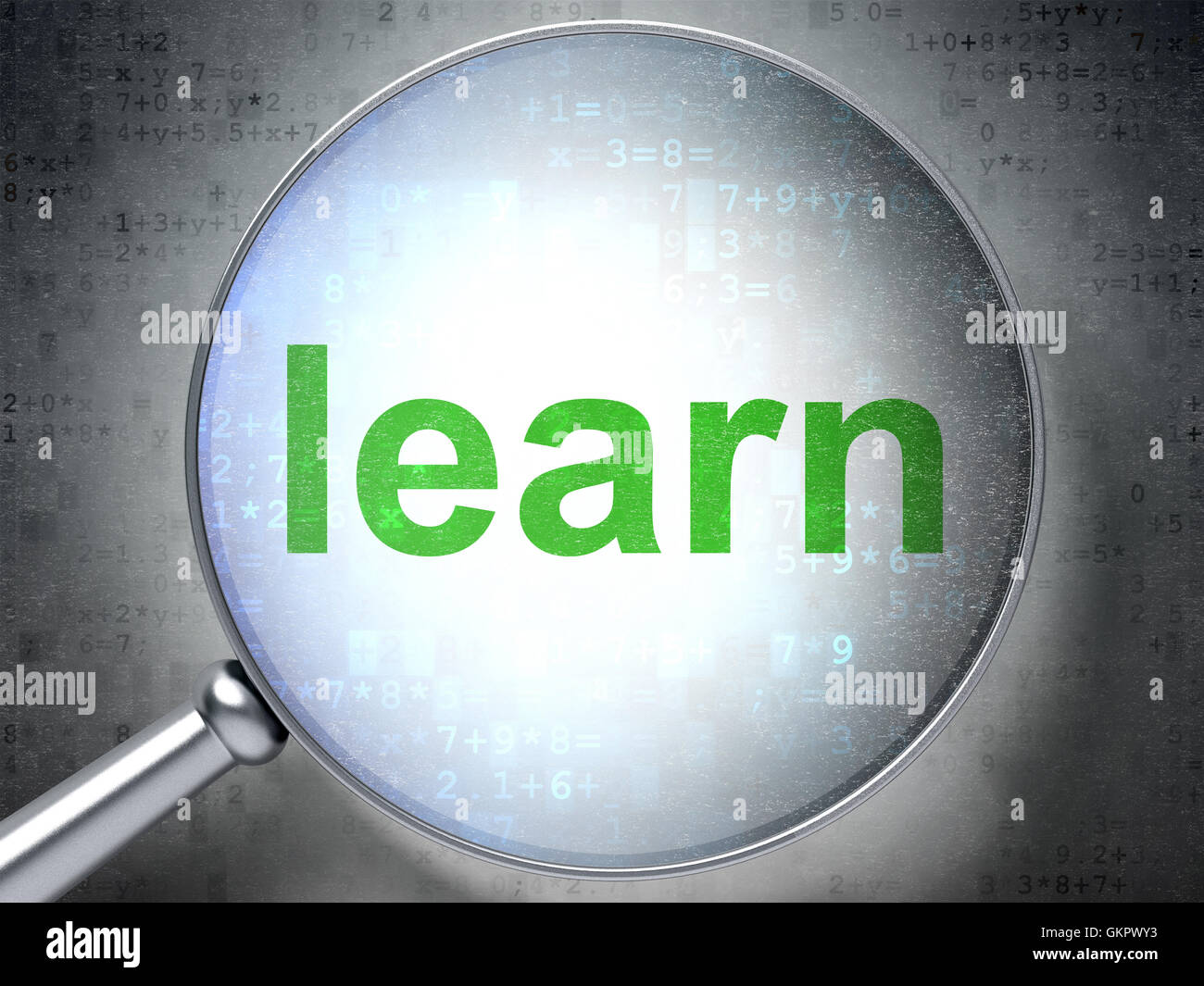 Learning concept: Learn with optical glass Stock Photo - Alamy