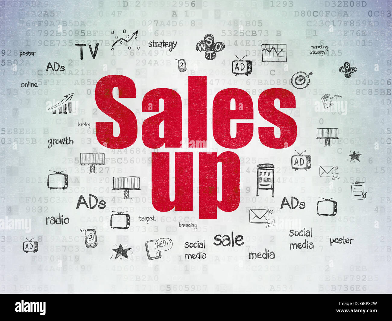 Marketing concept: Sales Up on Digital Data Paper background Stock ...